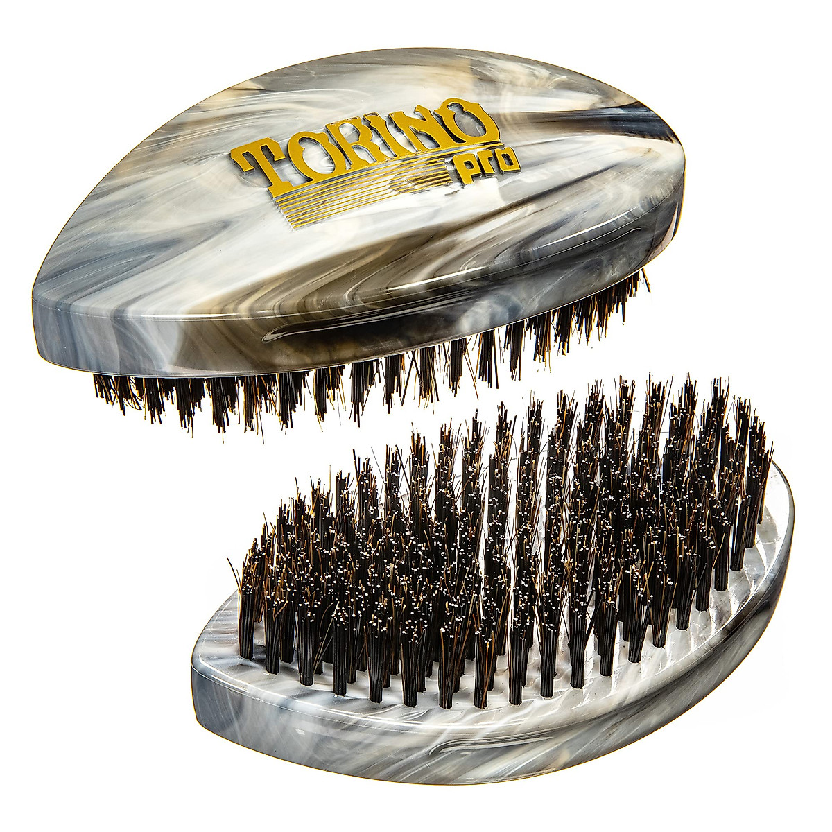 Torino Pro Curve Wave brush #204- Hard Palm Reinforced Curved wave brush - Shower Brush for wash & styles for 360 waves - Great for Wolfing and getting down to your scalp -Hair Brush for thick hair