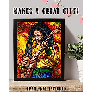 "Bob Marley-Rocking"- Abstract Concert Wall Art -8 x 10"s Wall Prints-Ready To Frame-Classic Marley Poster Print. Modern Home-Studio-Bar-Office Décor. Perfect Gift for All Reggae & Marley Fans.