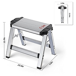 MTKOALA Folding Aluminum Step Stool - 400 lb Load Capacity - Foldable & Sturdy - Ideal for Adults, Kids, and Babies