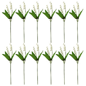 12 Pcs Lily of The Valley, Artificial Faux White Bell Flowers Wind Chime Orchid Wedding Bouquet May Flower for Home Garden Wedding Party Decor