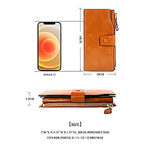 Demon&Hunter Women's RFID Blocking Large Capacity Luxury Wax Genuine Leather Purse Wallet DZA2083 (One Size, Orange)