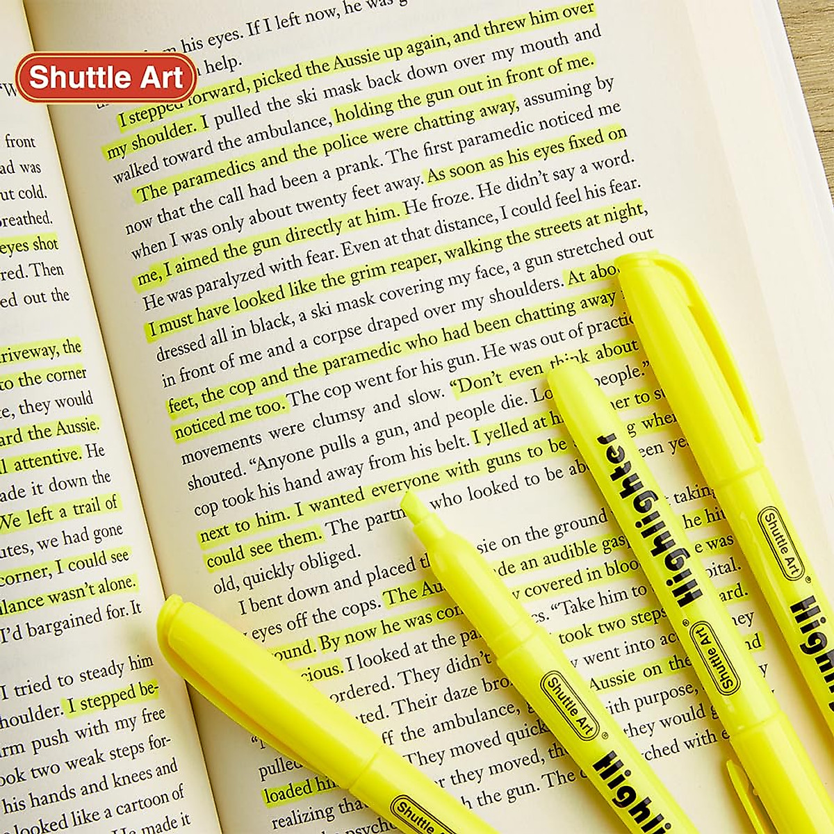 Shuttle Art 144 Pack Highlighters, Yellow Highlighter Pen Bulk with Versatile Chisel Tip Dry-Quickly Non-Toxic Highlighter Markers for Adults Kids Highlighting in Home School Office