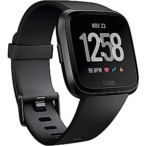 Fitbit Versa Smart Watch, Black/Black Aluminium, One Size (S & L Bands Included)