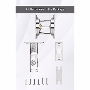 goldenwarm Pocket Door Lock, Satin Nickel Contemporary Privacy Square Pocket Door Hardware, Silver Sliding Pocket Door Lock(1 Pack)