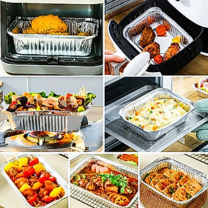 sengcou 50 Pack Aluminum Pans with Lids for Thanksgiving Aluminum Food Containers Storage for Thanksgiving Baking Roasting Meal Prep Thanksgiving Party Holidays BBQ, 6.5 x 5 Inch