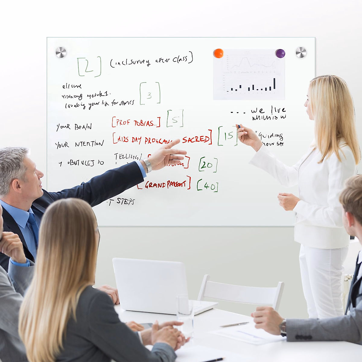 H-Qprobd Dry Erase White Board 48"x36" Glass Magnetic Whiteboard for Wall, Includes 12 Magnets, 8 Markers and 2 Erasers