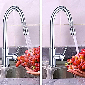 KWODE Faucet Aerator Sprayer Kitchen Sink 360-Degree Swivel Dual-Modes Faucet Head Attachment Female Thread with Male Thread Adapter