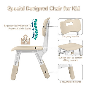 DOREROOM Kids Table and 2 Chairs Set, Height-Adjustable Toddler Table and Chair Set with Graffiti Desktop, 31.5''L x 23.6''W Children Activity Table for Daycare, Classroom, Home