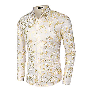 COOFANDY Men's Party Shirt Wedding Performance Valentine Tuxedo Slim Fit Shirts