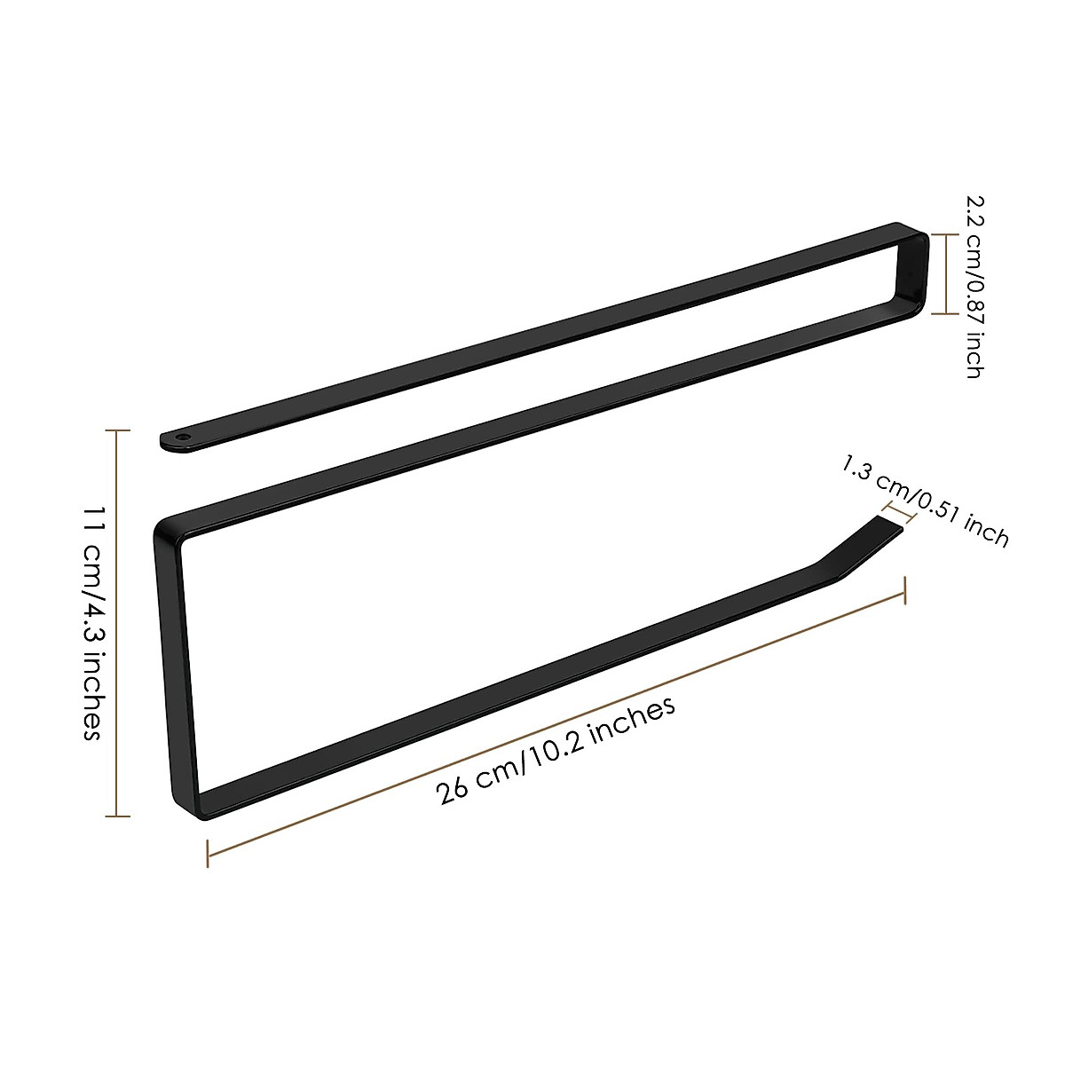 DS. DISTINCTIVE STYLE Paper Towel Holder Under Cabinet Door No Drilling Durable Paper Rolls Rack for Kitchen, Bathroom and RV Storage (Black)