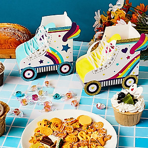 Roller Skating Birthday Party Favor Boxes Sneaker Paper Gift Boxes Skate Small Candy Boxes Treat Boxes Roller Skate Gift Wrap Box for Retro Theme Birthday Party Decoration Supplies, 2 Styles (12 Pcs)