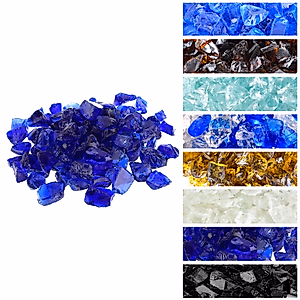 Mr. Fireglass Recycled Fire Glass for Natural or Propane Fire Pit Fireplace Gas Log Sets, 10 Pounds, Cobalt Blue