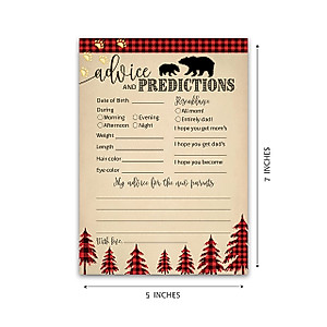 LUMBERJACK Prediction and Advice Cards,Pack of 25,Country Buffalo Plaid Rustic BOY Baby Shower Games, New Parents, Mommy & Daddy Message, Couples Coed Shower Activity Keepsake Book G805-PDAV