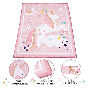 UOMNY Play Mat for Baby Toddler Crawling Mat Washable Playmat 33x42 inch Toddler Playpen Mat Baby Floor Mat for Kids Toddlers Pink Unicorn