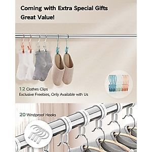 Vikaqi Clothes Drying Rack 63 Inches Folding Indoor Outdoor, Drying Rack Clothing Collapsible, Foldable Portable Laundry Drying Rack, Heavy Duty Laundry Hanger Dryer Rack, with 20 Hooks 12 Clips