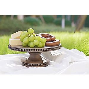 SMAAFIT 12 Inch Solid Cedar Wood Mud Pie Cake Stand for Wedding Decorative Display Serving Platter for Pastries Muffins Dessert Detachable Decorative Kitchen Server and Display(Brown)