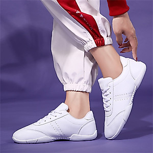 NIYAOSM Girls White Cheer Shoes Comfortable School Shoes for Girls Cheerleading Dancing Women Competition Training Sneakers Size 6