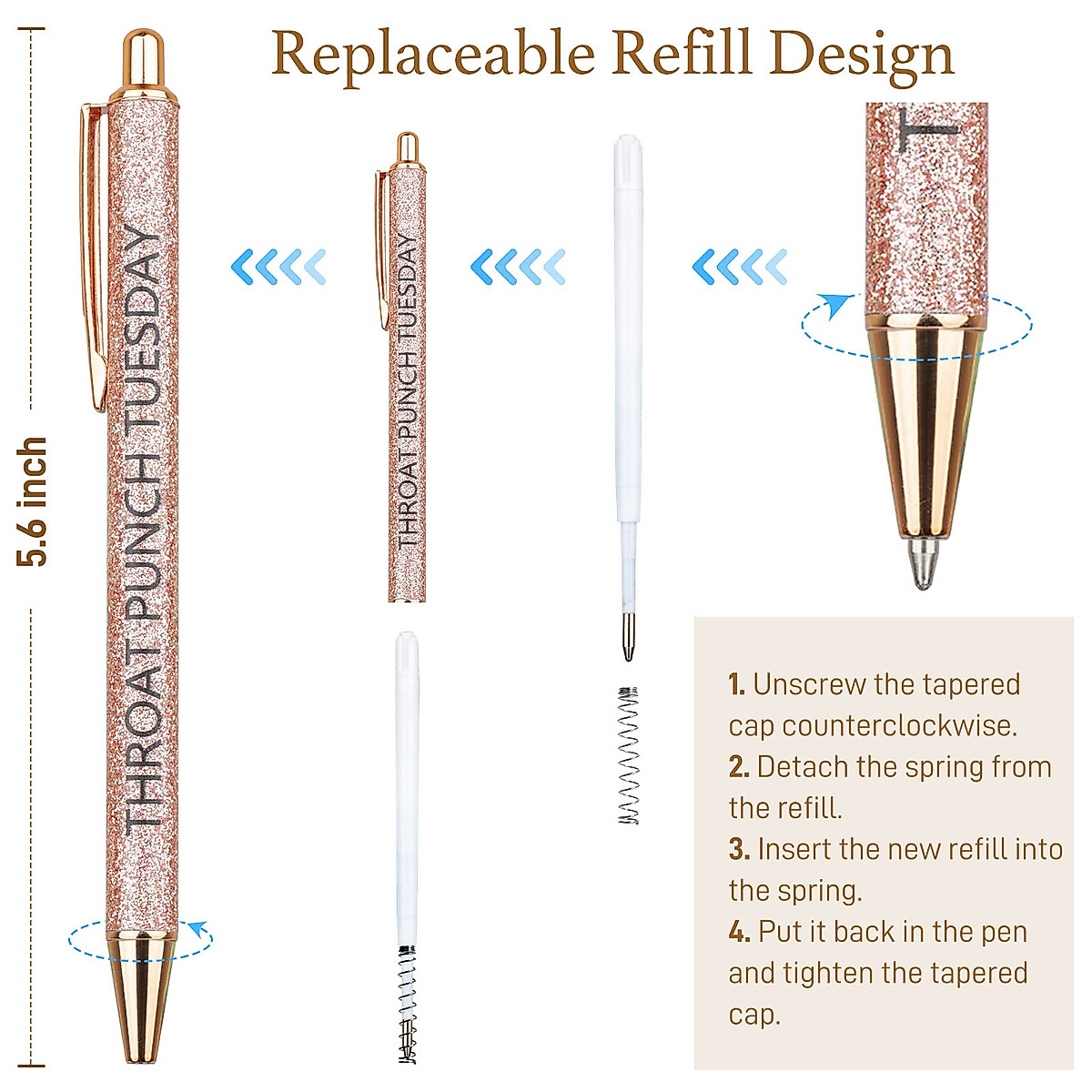 TERPINK 7-Pack Swear Word Daily Funny Pens, Funny Seven Days of The Week Pens, Describing the mentality, Sarcastic Ballpoint Pens, Gift for Colleague Co-Worker (Black, 1.0mm)