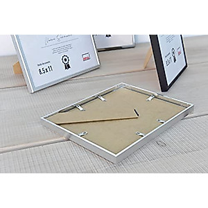 DEHA Design 8.5x11 Picture Frame Boston Silver | sturdy aluminum metal with shatter resistant and light acrylic glass | horizontal and vertical format for wall or tabletop with back easel | especially for certificate or document | MADE IN GERMANY