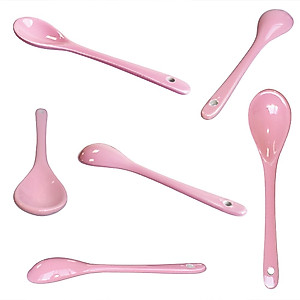 Xmomx 10 Color Porcelain Egg Spoons Ceramic Spoons 5 inch Coffee Dessert Yogurt Tea Milky Tea