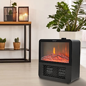 CONROWR 17inch Recessed Electric Fireplace Plug-in Heater, Recessed Freestanding Fireplace, Adjustable Flame Brightness Speed, Low Noise, 1600 Watts, Black