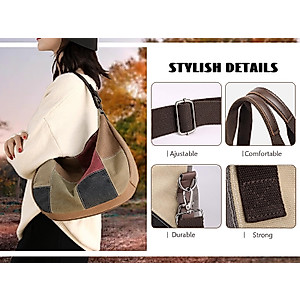 Canvas Tote Bag for Women Large Hobo Bag 2 Straps Crossbody Shoulder Handbag Pocketbooks Womens Purses