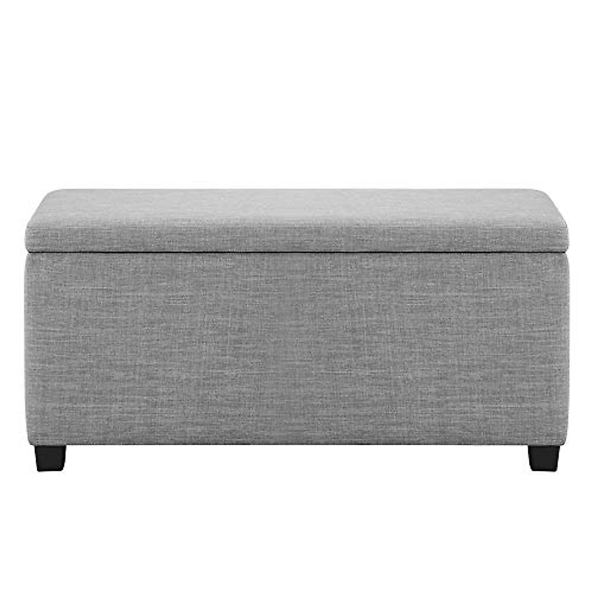Amazon Basics Upholstered Rectangular Storage Ottoman and Entryway Bench, 35.5"W x 16.5"D x 17"H, Light Gray