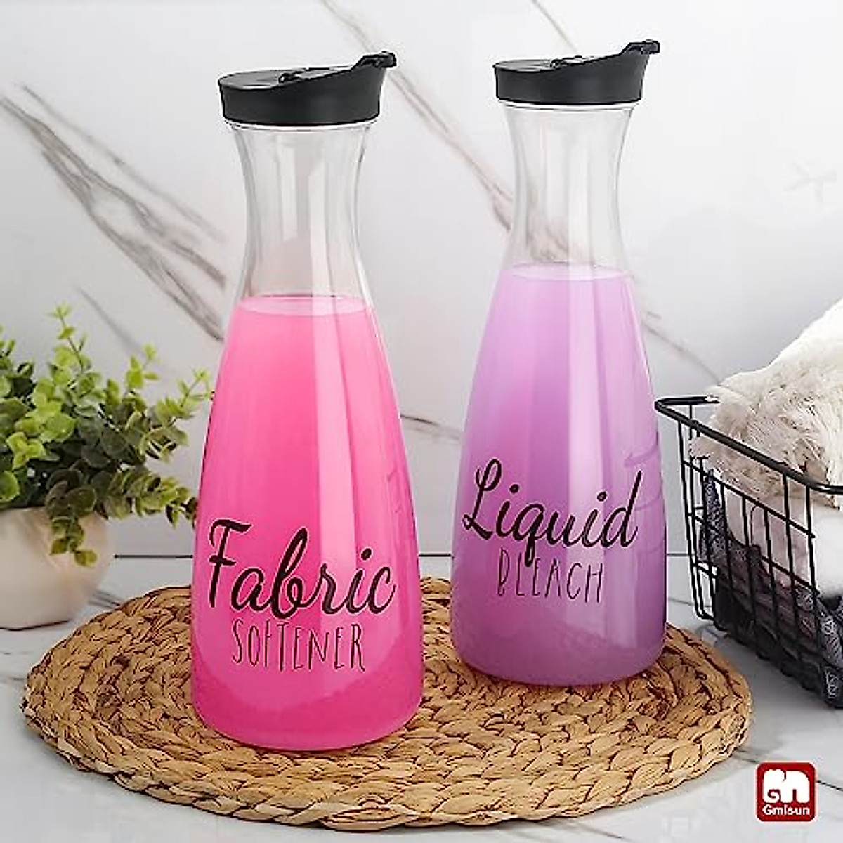 GMISUN 3 Pack 56oz Laundry Detergent Dispenser for Laundry Room Decor, Laundry Soap Dispenser for Laundry Organization and Storage, Liquid Laundry Detergent for Fabric Softener, Bleach, Powder, Beads