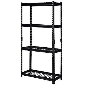 Pachira 30" W x 12" D x 60" H Adjustable Height 4-Shelf Steel Shelving Unit Utility Organizer Rack for Home, Office, and Warehouse, Black