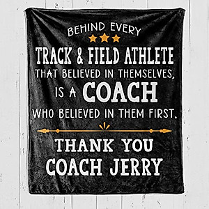 Personalized Track and Field Coach Gifts for Men Or Women, Sports Coach Appreciation Gifts Blanket, Custom Track and Field Blanket for Coach, Thank You Coach End of Season Gifts from Team