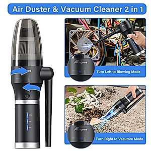 ATEngeus Compressed Air Duster & Vacuum, 77000 RPM Cordless Air Duster, 3 in1 Air Blower, Detachable Battery, Replaces for Air Cans, Keyboard Cleaner, Vacuum Cleaner for pc