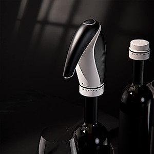 KIEKRO 2 in 1 Electric Wine Aerator, Rechargeable Wine Dispenser Pump, Electric Wine Dispenser, One-touch wine pourer, Suitable for Families, Travel, Parties, Bars,etc (Black)