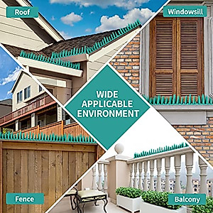 TAISHAN Bird Spikes,10 Pack Plastic Squirrel Raccoon Pigeon Cat Animal Deterrent Spikes for Anti Outdoor Outside to Keep Birds Away,Anti Fence Railing and Roof, Green