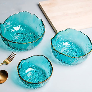 PRETYZOOM Glass Dessert Bowls Salad Bowls Mixing Bowls Noodle Bowls Irregular Shape Serving Bowls for Kitchen Prep Fruit Pasta Popcorn Cereal Snack 13cm （ Green ）