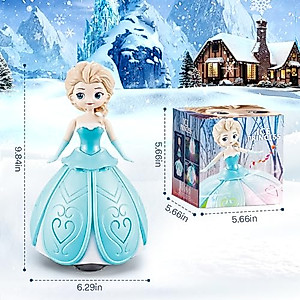 Ice Princess Toys for Girls,Dancing Princess Interactive Spin Robot Toys for Little Girls with Colorful Flashing Lights & Music,Pretend Christmas Birthday Gift Toys for Kid Age 3 4 5 6 Year Olds