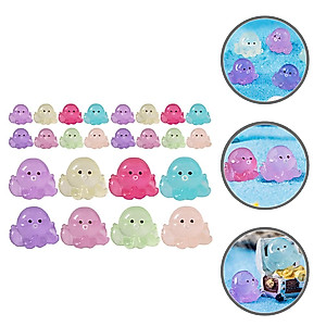 Yardwe 24Pcs Shine lace Decorate Luminous Toy Accessories Statue Movable Household House Baby Ornaments Ocean Luminous Octopus Statue Animal Mini Planter Model Resin Octopus