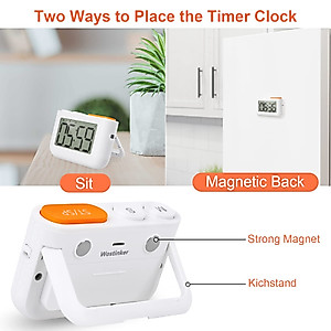 Timer, Strong Magnetic Kitchen Timer, Large Display Big Button Timer, Digital Timer with Adjustable Volume & Memory Function for Cooking, Kids, Teachers, Game and Exercise (1 Pack)