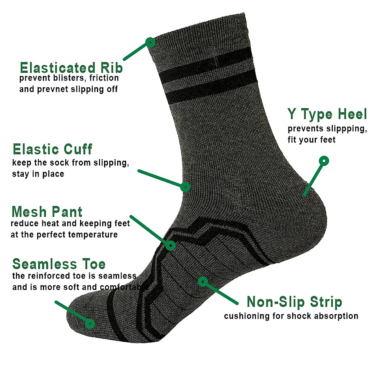 Performance Crew Socks - Moisture Wicking Control Comfort Fit Cushioned socks with Arch Compression 3-Pairs…