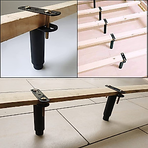 2Pcs Adjustable Height Center Support Leg for Bed Frame, Bed Frame Support Leg for Wooden Slats and Metal Bed Frame for Sofa Cabinet Replacement Parts (Height: 5.1 to 9.6 inch)