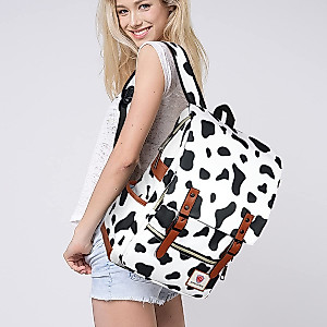 Xinveen Vintage Backpack School Bag College Daypack Slim Travel Rucksack Cow One Size