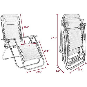 Homall Zero Gravity Chair Patio Folding Lawn Outdoor Lounge Gravity Camp Reclining Lounge Chair with Cup Holder Pillows for Poolside Backyard and Beach Set of 2 (Blue)