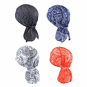 Cooling Helmet Liners - Do Rag Skull Caps for Men - Cooling Head Wraps, Hard Hat Liner - Motorcycle Pirate Bandana
