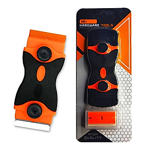 Razor Blade Scraper, Double Edged Razor Blade Scraper Tool with 20 Pcs Razor Blades, Glass Paint Remover Cleaning Scraper for Window, Decals, Tint, Stickers, Labels, Caulk, Adhesive, Glass Stove Top