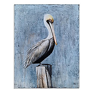 Yihui Arts Rustic Coastal Canvas Wall Art - Vertical Heron Painting with Textured - Abstract Bird Artwork for Farmhouse Living Room Bathroom Hallway Decor