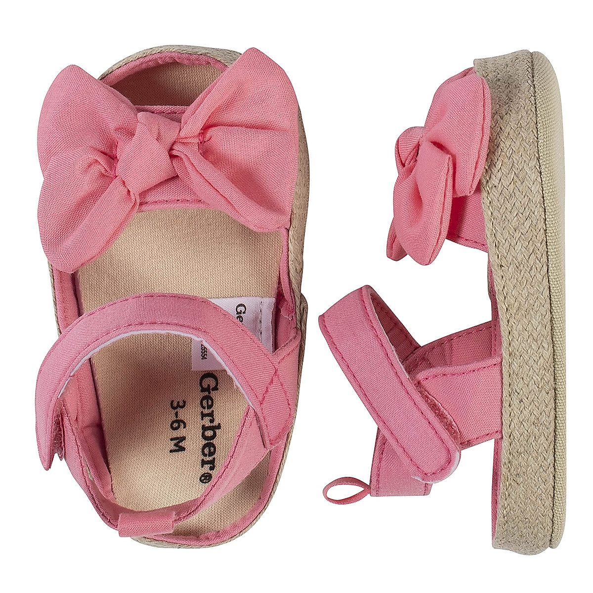 Gerber Baby Girls Espadrille Sandal Crib Shoe, Coral Pink, 6 9 Months Infant