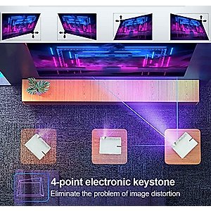 1080 Native Projector 6000 Lumen, Full HD Android Projector with WiFi Bluetooth, 300" Max Image, Side Projection & 4D Keystone Correction, Screen Mirroring / Casting, Compatible Smartphone TV Sticks