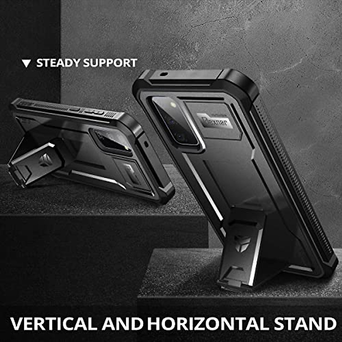 Dexnor for Samsung Galaxy S20 FE Case, [Built in Screen Protector and Kickstand] Heavy Duty Military Grade Protection Shockproof Protective Cover for Samsung Galaxy S20 FE 5G, 6.5 inch Black