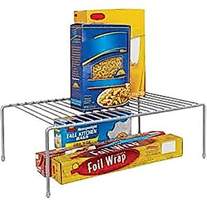 Kitchen Details Free Standing Helper Cabinet and Counter Top Shelf Organizer | Good for Dishes | Mugs | Glasses | Bowls | Large | Grey