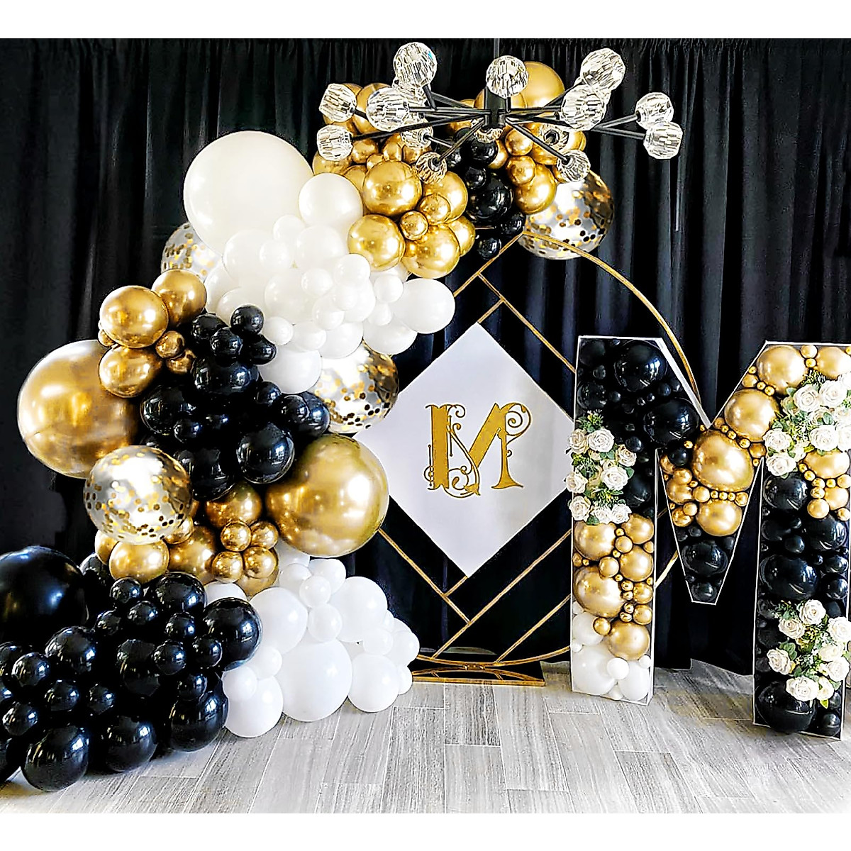 134Pcs Black And Gold Balloon Garland Arch Kit 18 12 10 5inch Latex Balloon Set for 2024 Graduation Decorations Shower Wedding Bachelorette Birthday Party New Year Decorations