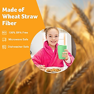 PYRMONT Wheat Straw Cups 16 OZ Alternative to Plastic Cups Set of 6,Plastic Cups Reusable Tumblers Cups Kids Cups Dishwasher Safe,Unbreakable Drinking Cups,Plastic Drinking Cups for Kitchen,Camping